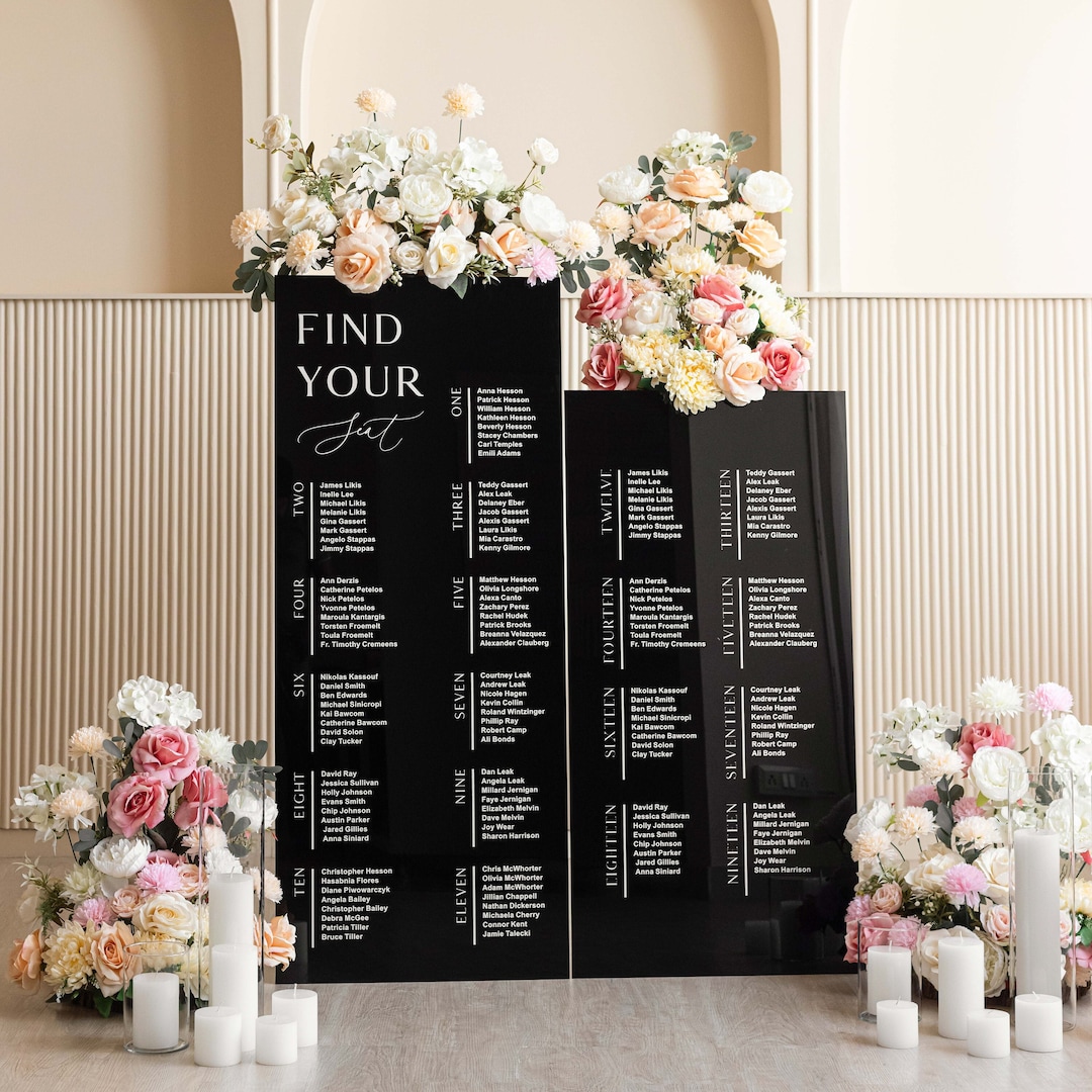 Wedding Seating Chart - Seating Chart Wedding - Black Seating Chart ...