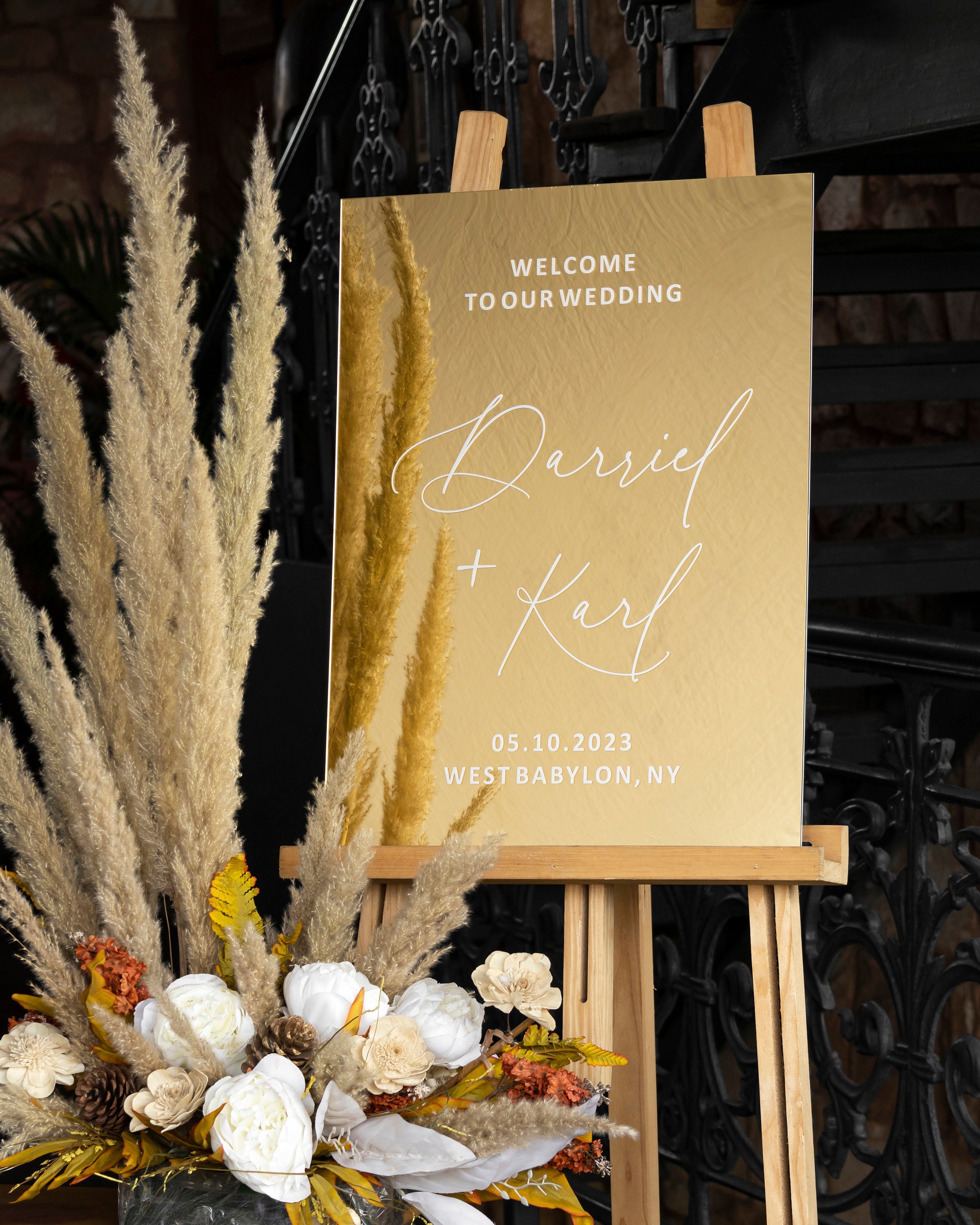 Gold Mirror Acrylic Welcome Sign Gold Mirror Wedding Signage - Etsy