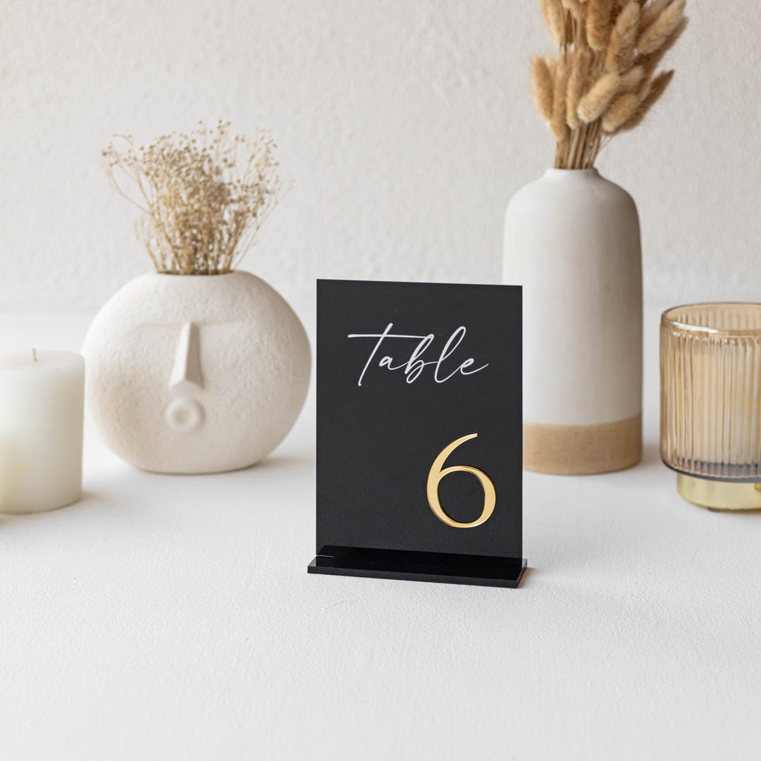 Black Table Numbers - Wedding Table Numbers - Gold Table Numbers ...