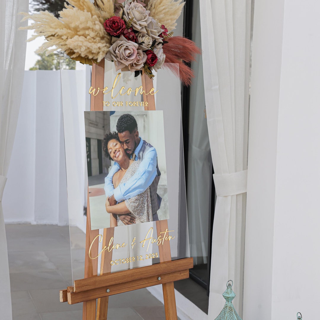Acrylic Photo Wedding Welcome Sign, Wedding Welcome Sign With Photo ...