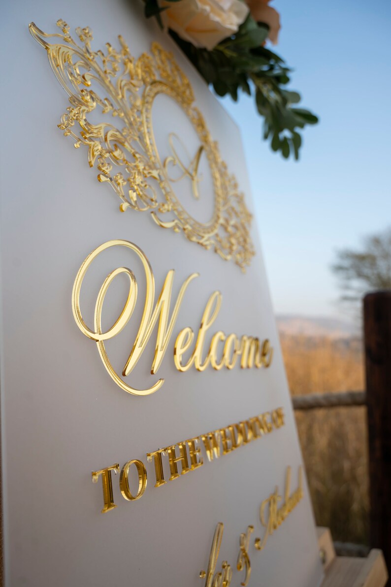 Frosted Acrylic Wedding Welcome Sign Monogram Welcome Sign | Etsy