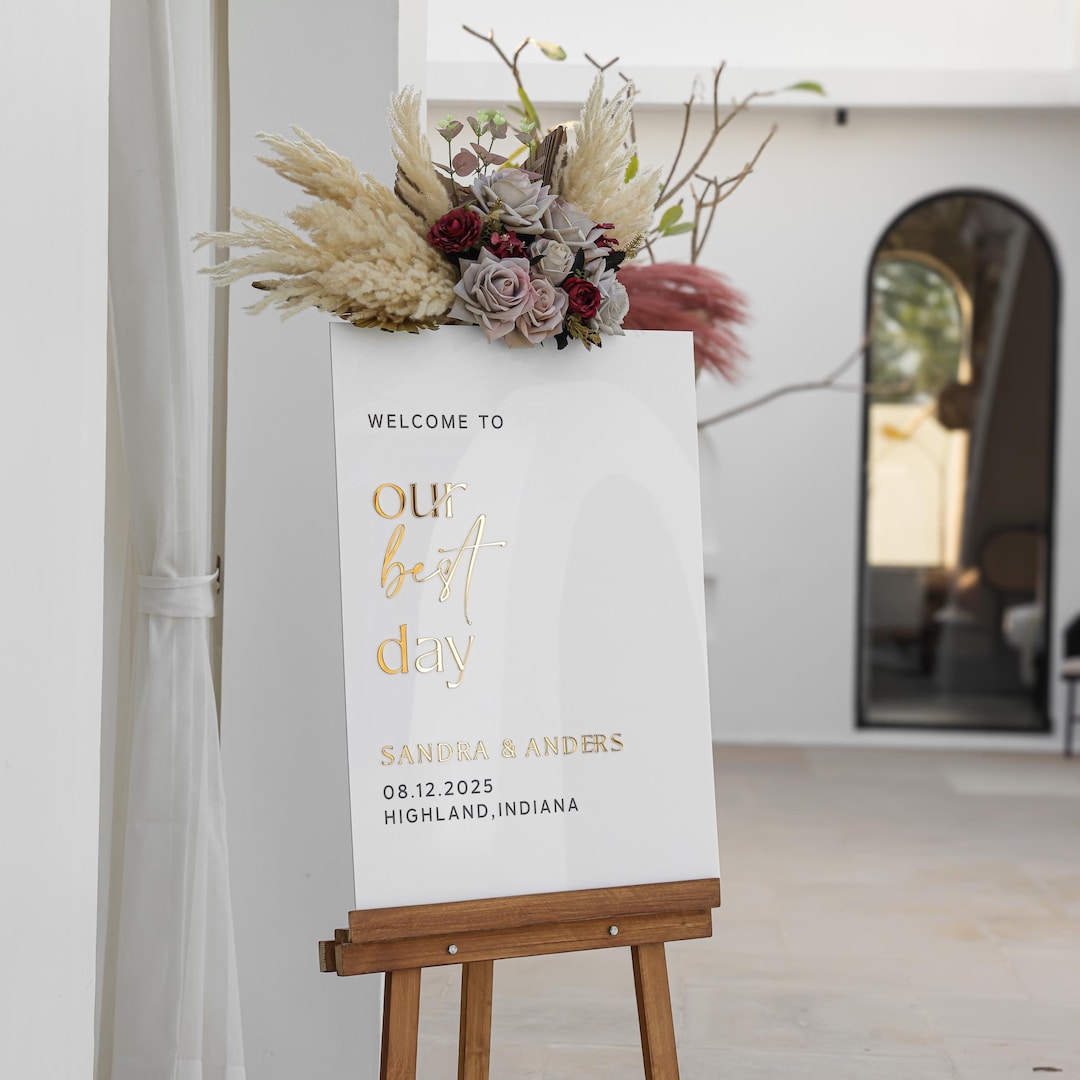 White Acrylic Wedding Sign - Custom Welcome Sign - Modern Reception ...