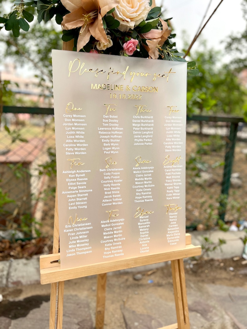 Frosted Acrylic Seating Chart Wedding Seating Chart Wedding - Etsy