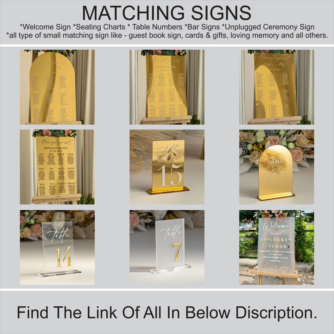 Gold Mirror Acrylic Welcome Sign Gold Mirror Wedding Signage - Etsy