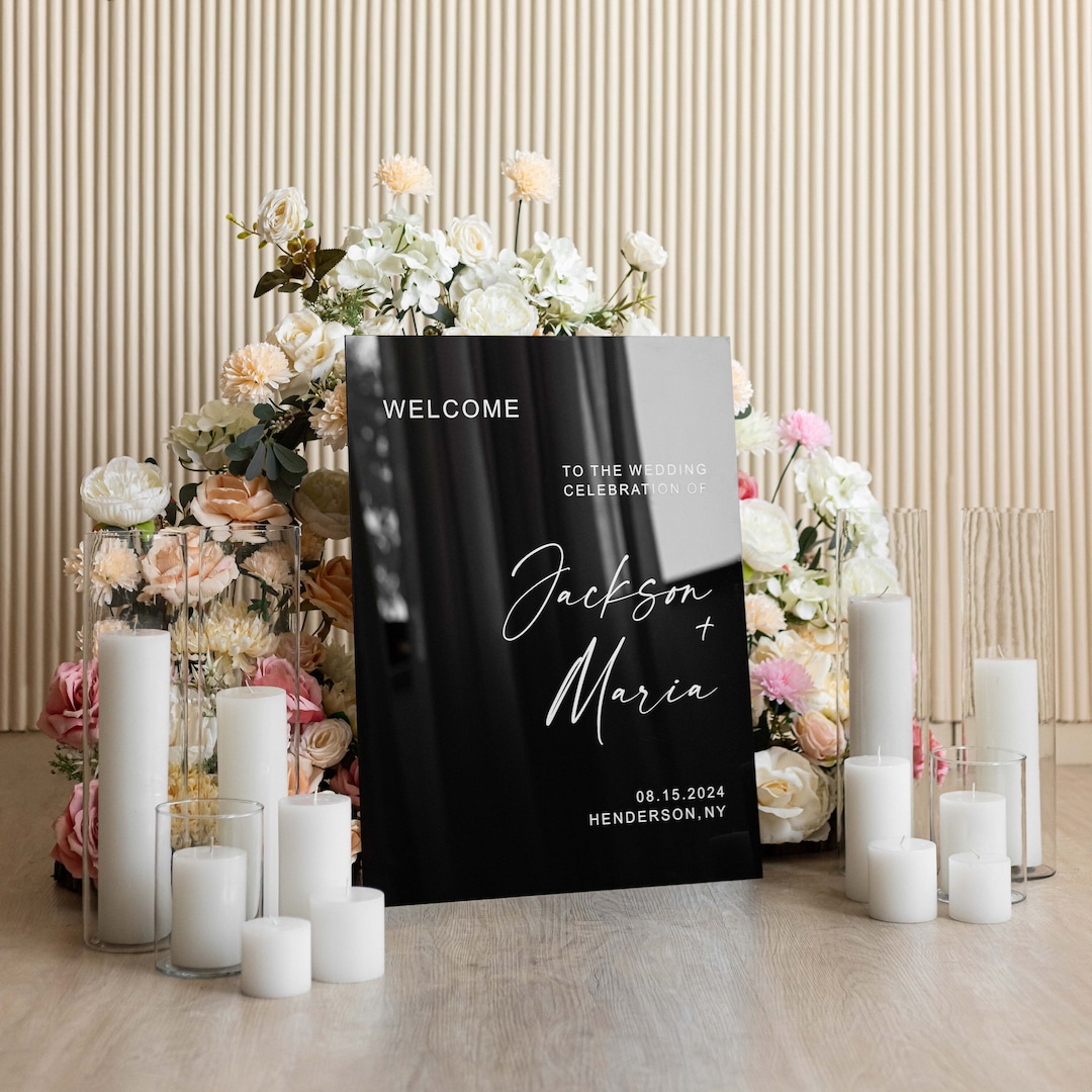 Black Acrylic Wedding Welcome Sign - Ceremony Welcome Sign - Custom ...