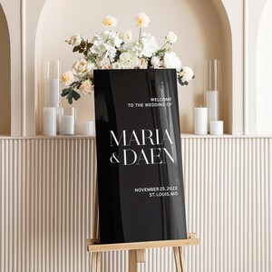 Black Acrylic Wedding Sign - Wedding Welcome Sign - Modern Welcome Sign ...