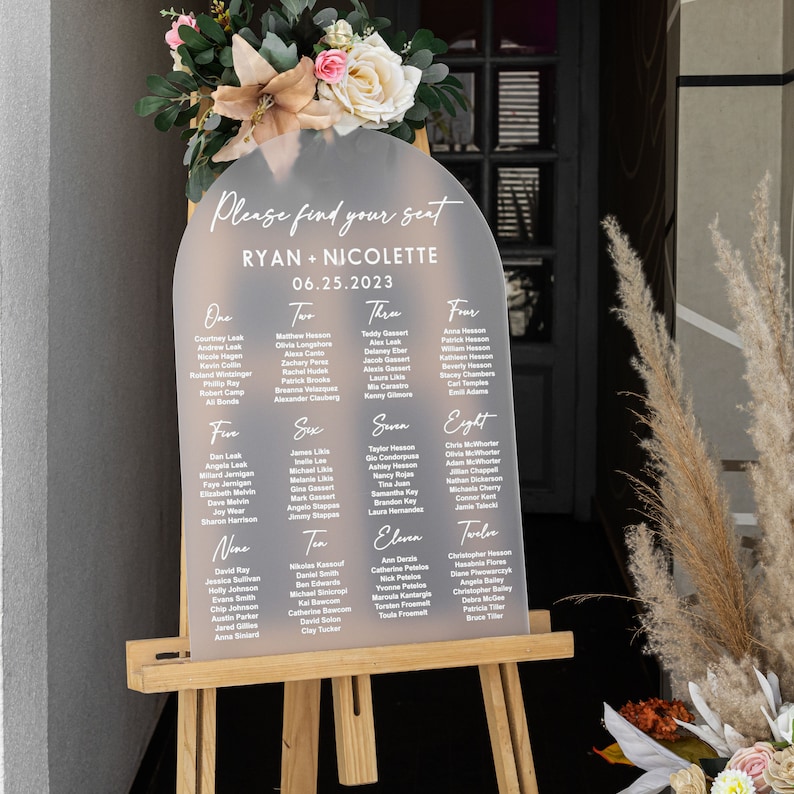 Frosted Acrylic Wedding Seating Chart Arched Wedding Signs - Etsy