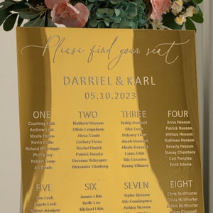 Gold Mirror Acrylic Seating Chart, Wedding Seating Chart, Wedding ...