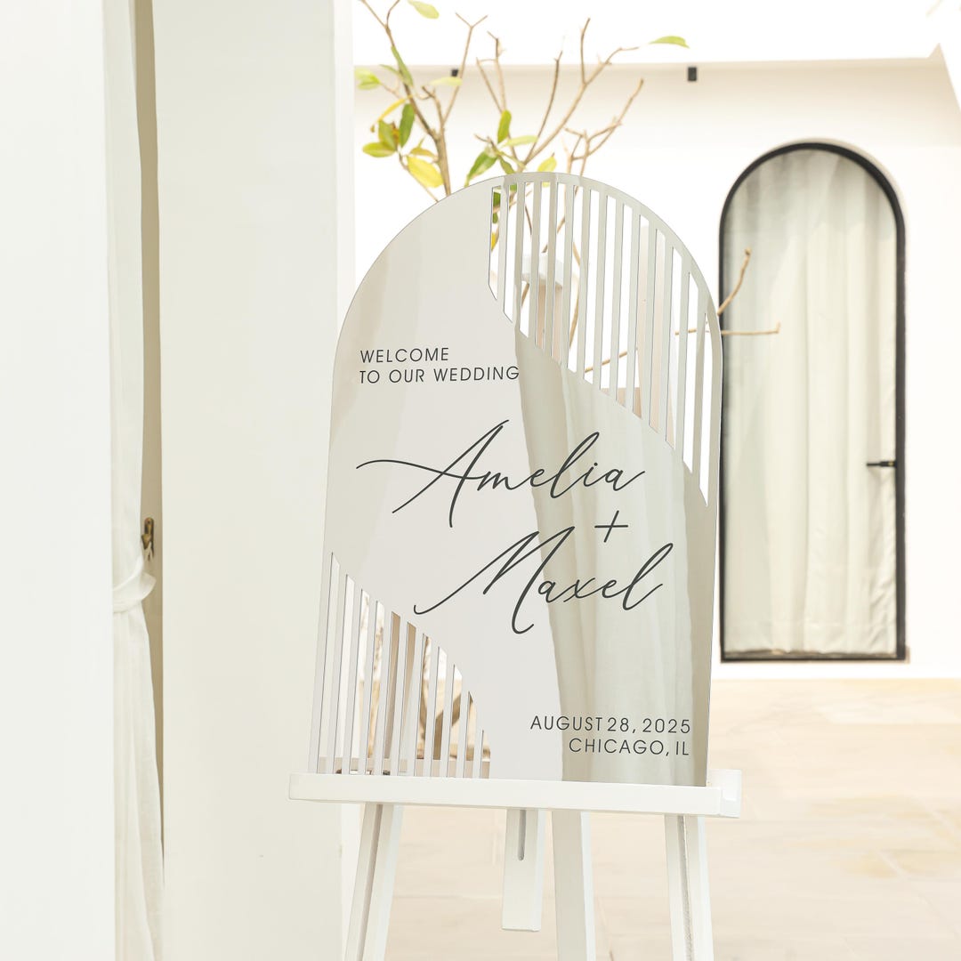 Arched Wedding Sign - Mirror Silver Welcome Sign - Wedding Reception ...