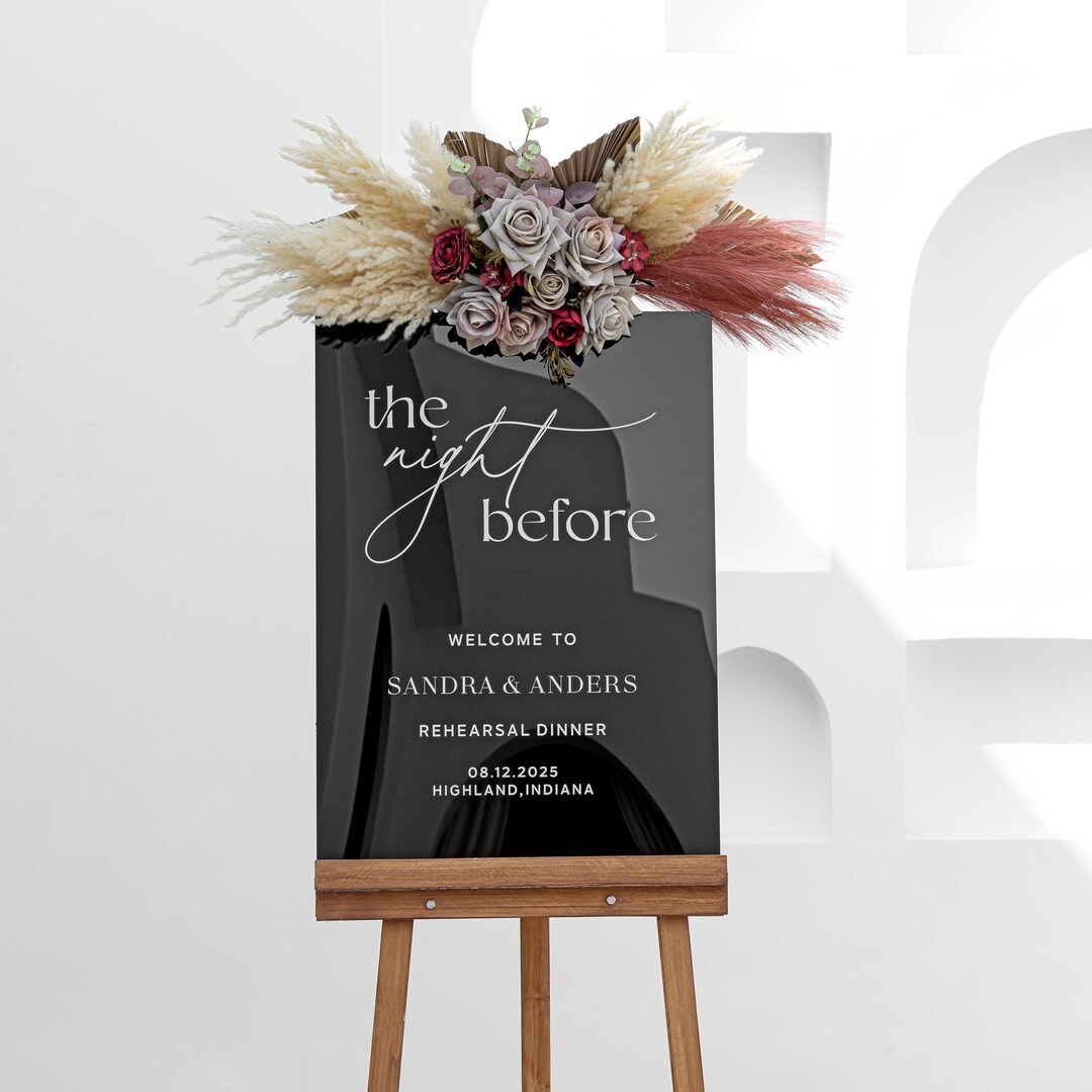 Rehearsal Dinner Welcome Sign - the Night Before Wedding Sign ...