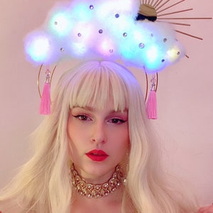 Sunshine Cloud Rainbow Crown/ Handmade Bespoke Festival Rave Gold ...