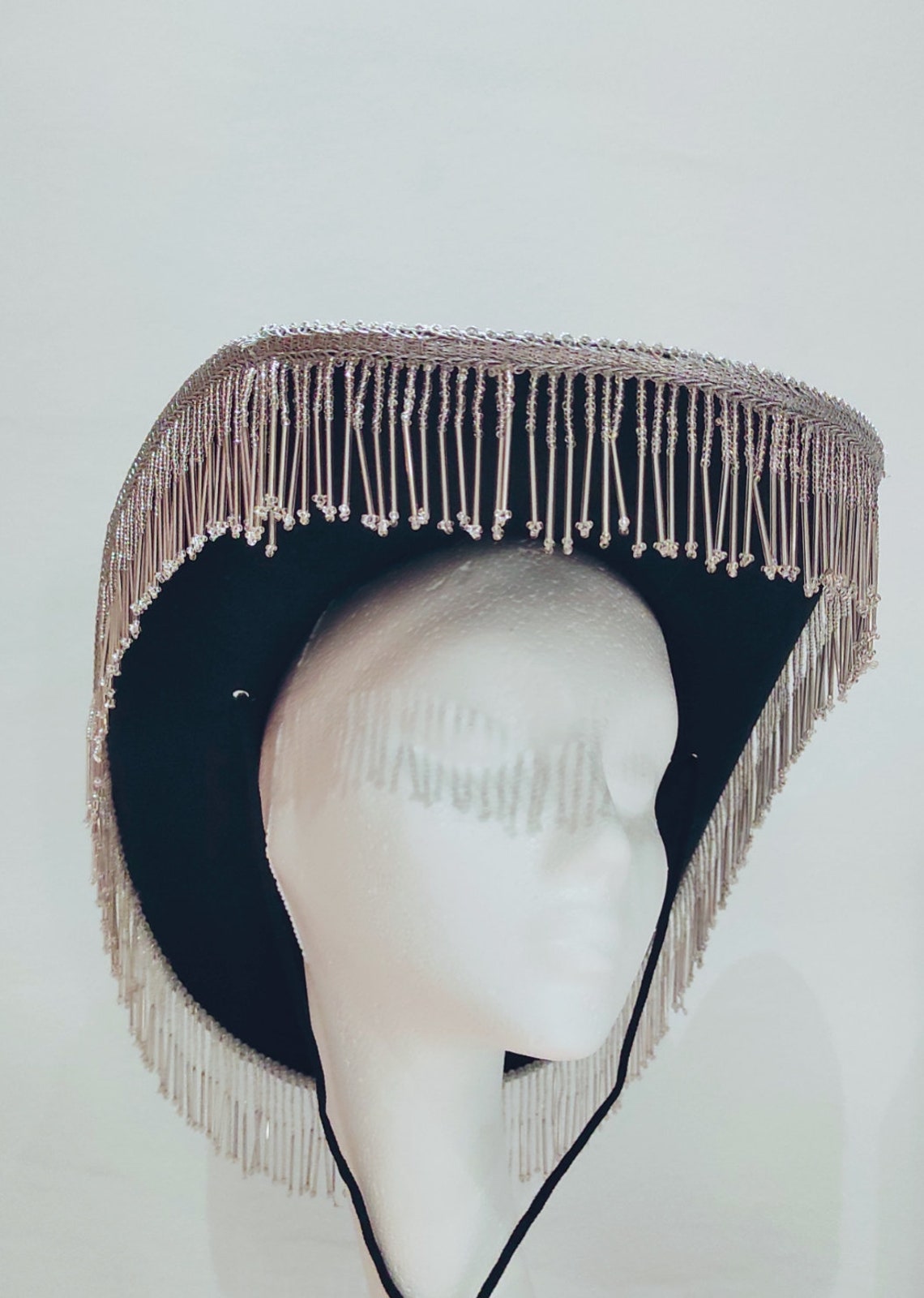 Black Fringe Party Rave Festival Sequin Embellished Cowboy Hat | Etsy