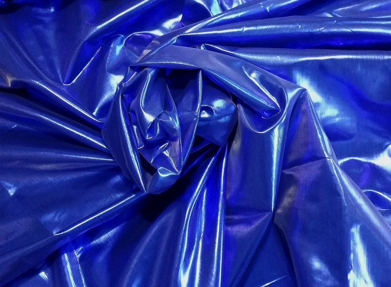 Blue Lame Tissue Metallic Fabric Non Stretch Fabric | Etsy UK
