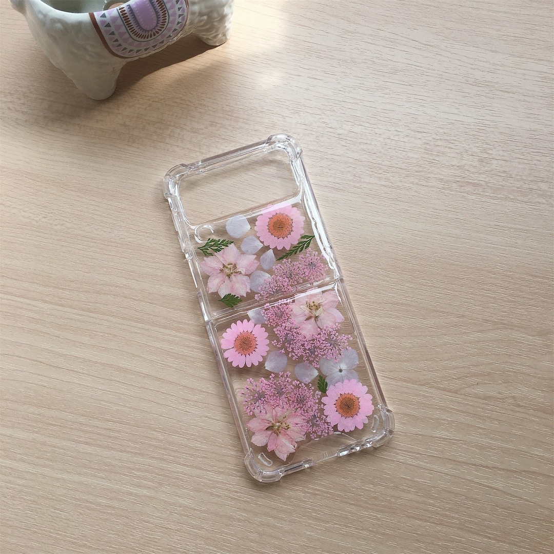 Pink Daisy Real Pressed Flower Case for Samsung Z Flip 7 6,S25 Edge S24 ...