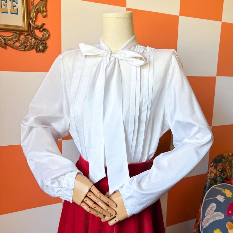 White Bow Collar Blouse - Etsy