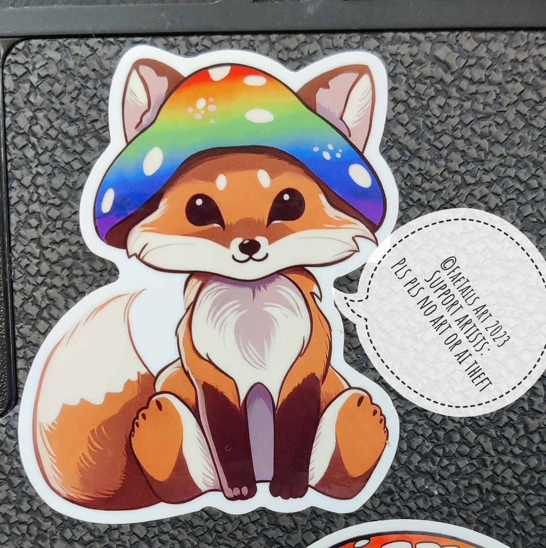 Mushroom Fox Vinyl Sticker 3 Inch Vinyl Sticker Rainbow PRIDE ...