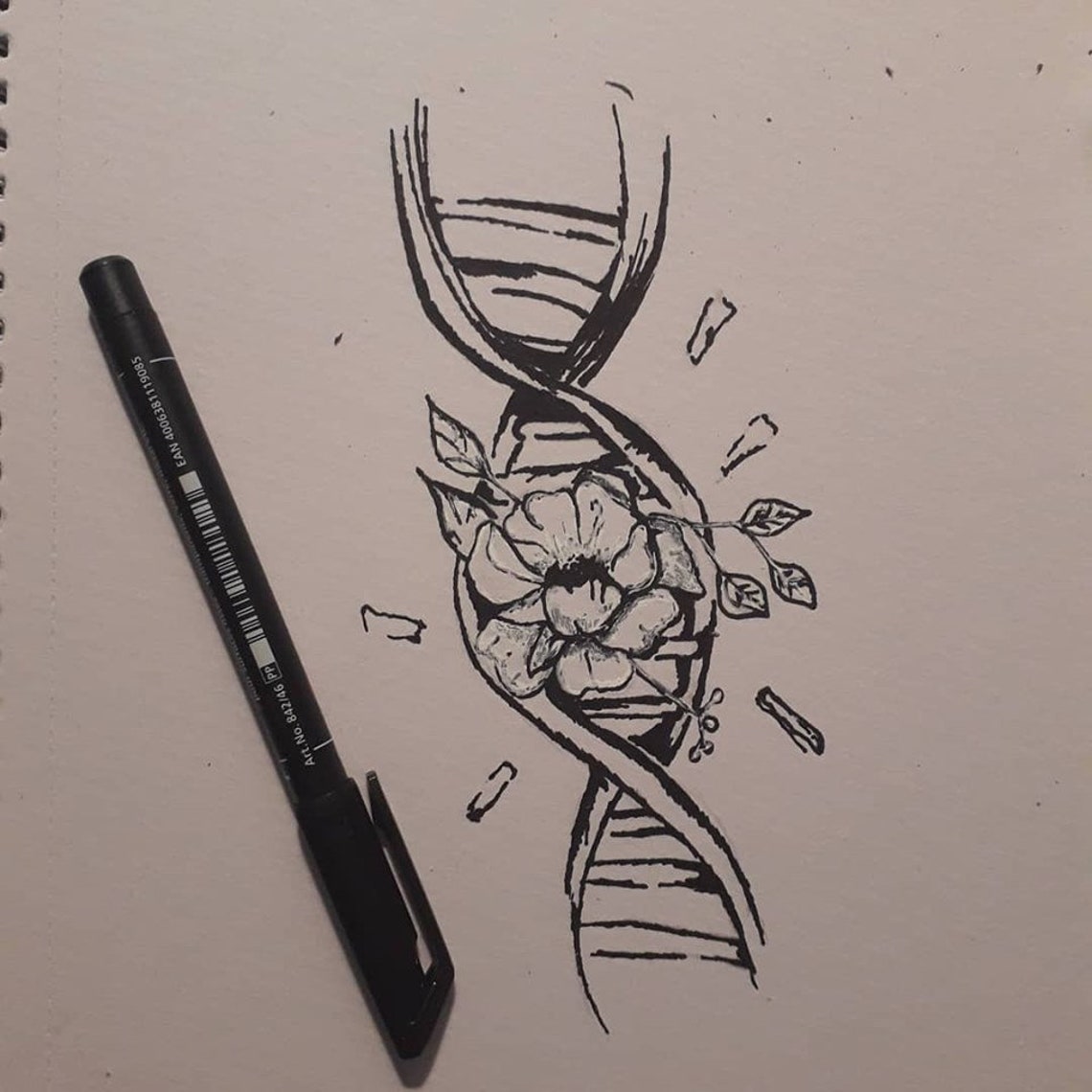 DNA and Rose Flower Tattoo Design - Etsy