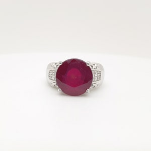 Natural Niassa Ruby Stunning 12 Mm Round Big Size Ruby Ring in 925 ...
