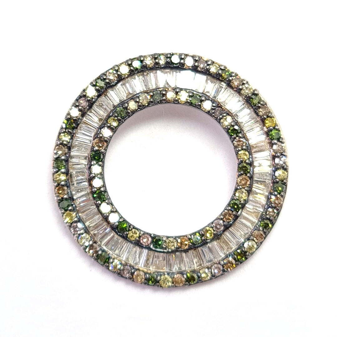 Natural Coloured Diamond Pendant, Multi Diamond Circle Pendant, Genuine ...