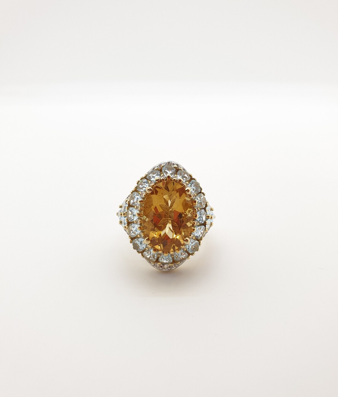 Natural Big Oval Madeira Citrine Crown Ring in 18K Gold Over - Etsy