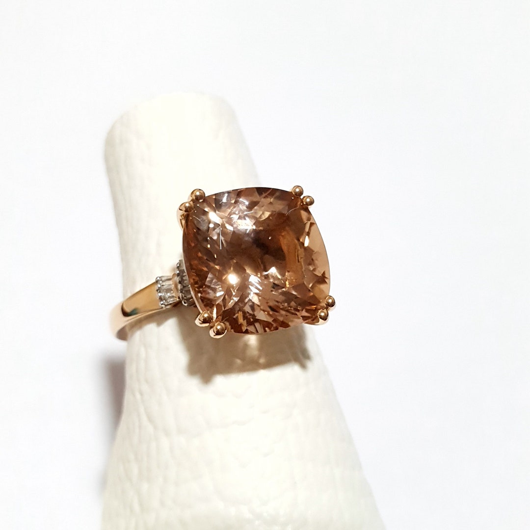 Natural Morganite 14k Gold Ring-morganite Solitaire Ring-morganite ...