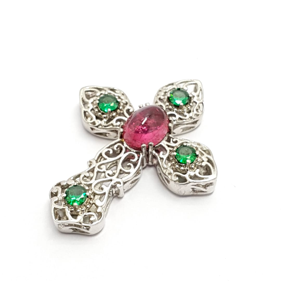 Holy Cross Pendant Necklace-natural Pink Tourmaline Cross Pendant ...