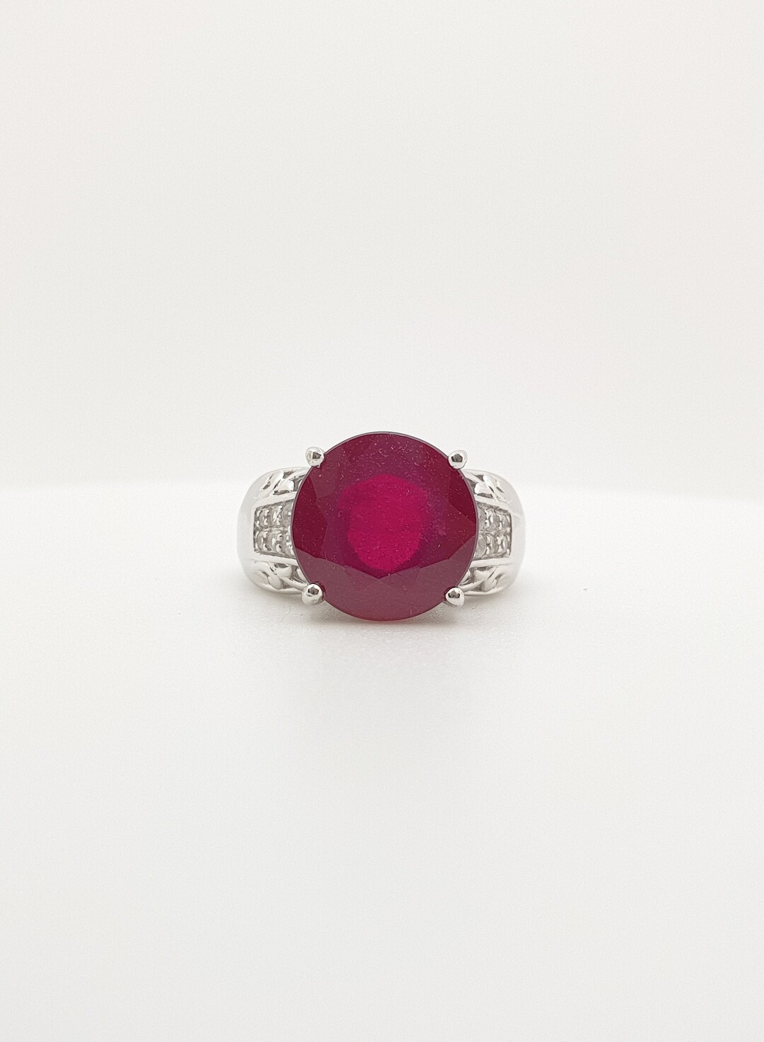 Natural Niassa Ruby Stunning 12 Mm Round Big Size Ruby Ring in 925 ...