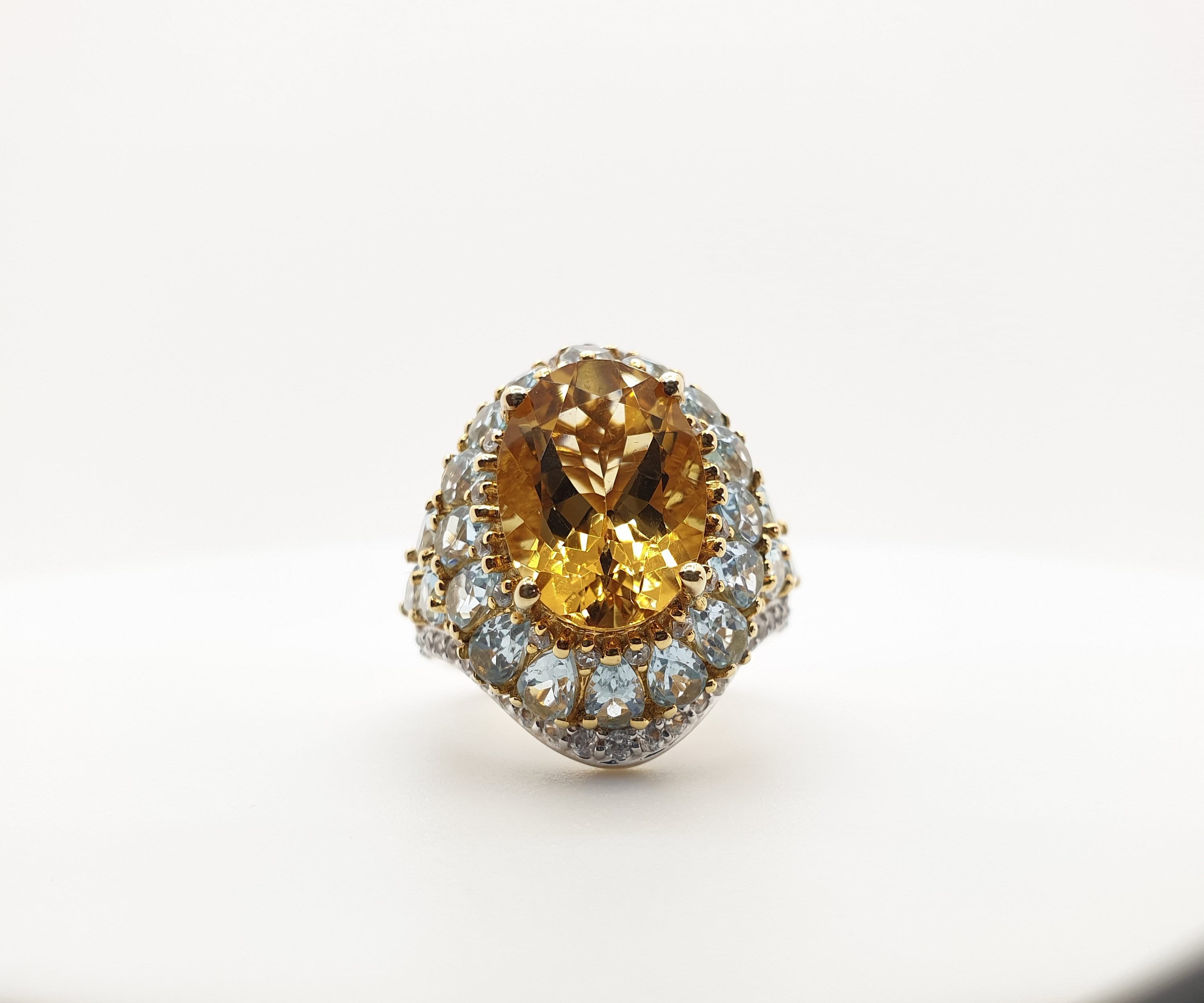 Natural big oval Madeira Citrine crown ring in 18K gold over | Etsy