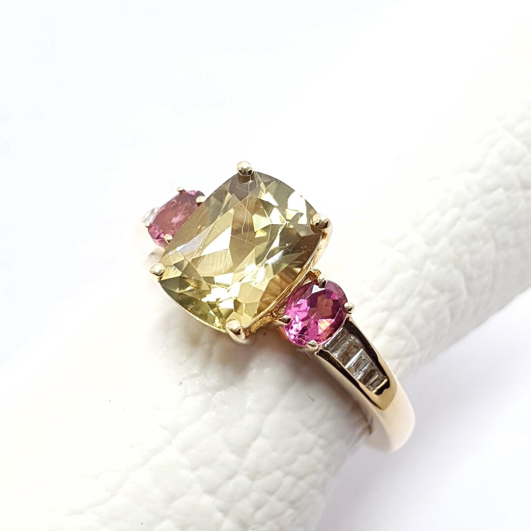 Natural Turkizite 14K Gold Ring, 3 Carat Turkizite Cushion Ring ...