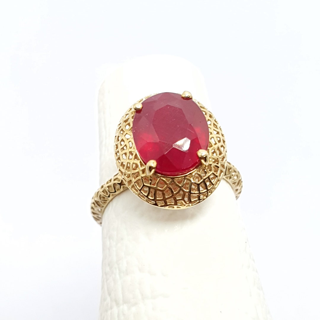 Natural Red Ruby Ring- 10K Gold Ruby Ring -ruby Engagement Ring-ruby ...