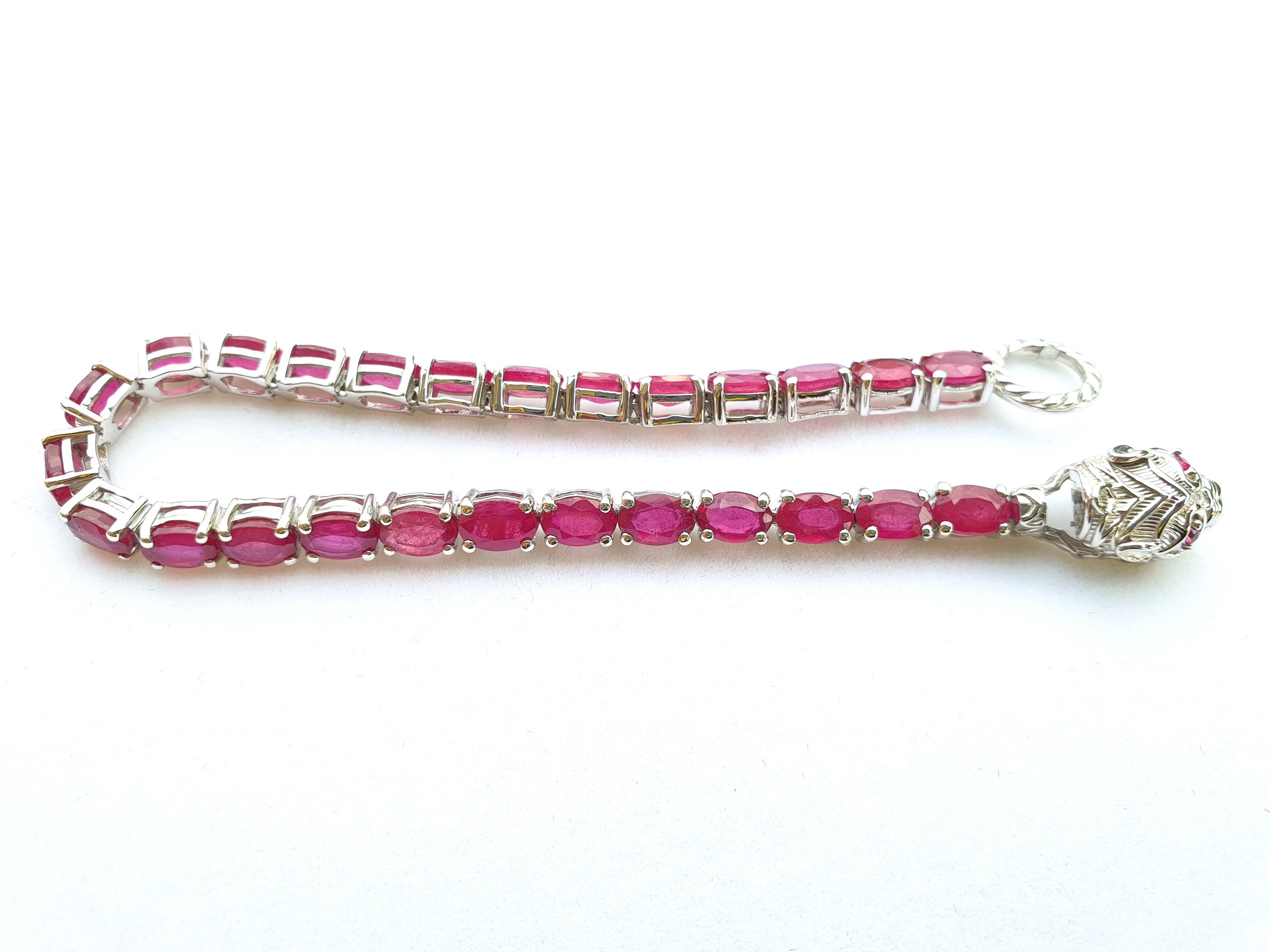 Natural Fissure Filled Niassa Ruby Ovals Tennis Silver - Etsy