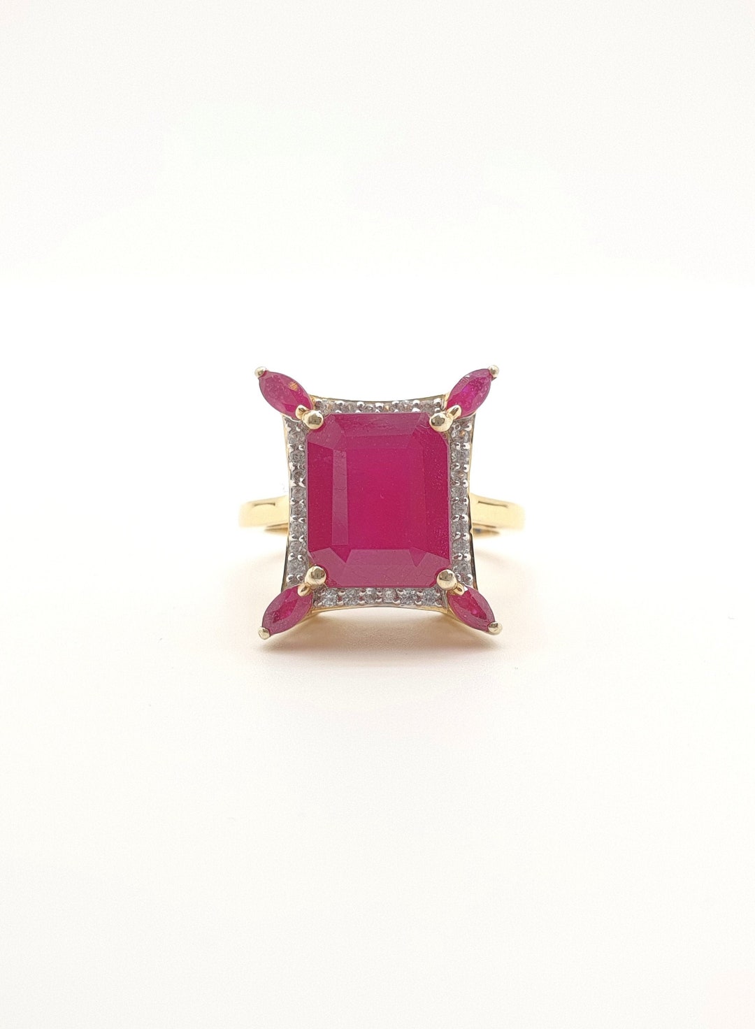 Natural Niassa Ruby Stunning Big Size Octagon Ring in 925 Sterling ...