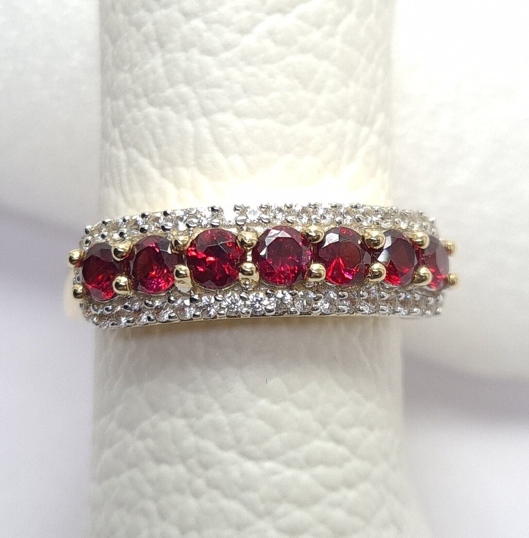 Natural Red Spinel Ring-natural Diamond Ring-solid 14K Yellow Gold Ring ...