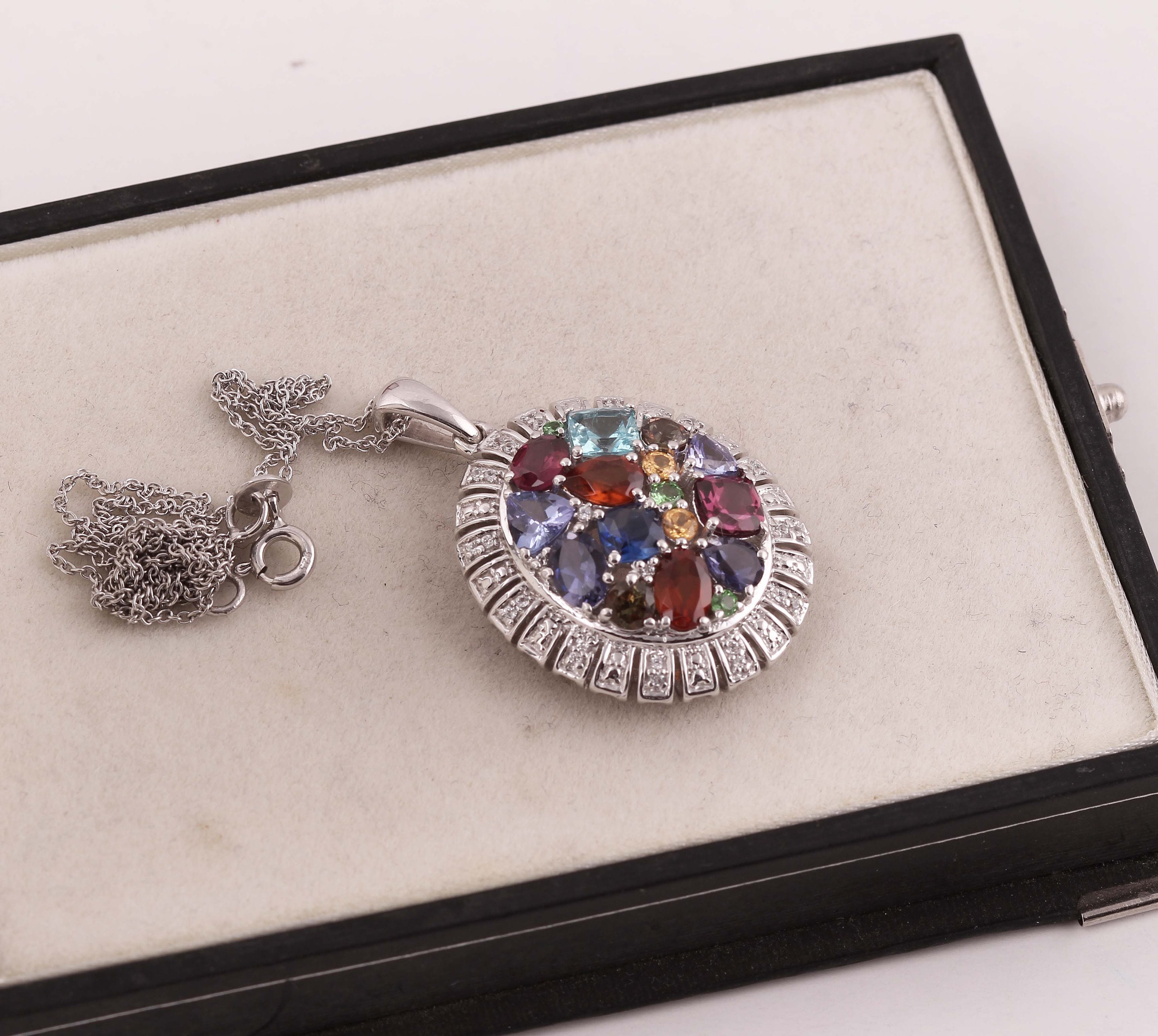 Natural Multi Gemstone cluster designed Sterling Silver pedant | Etsy