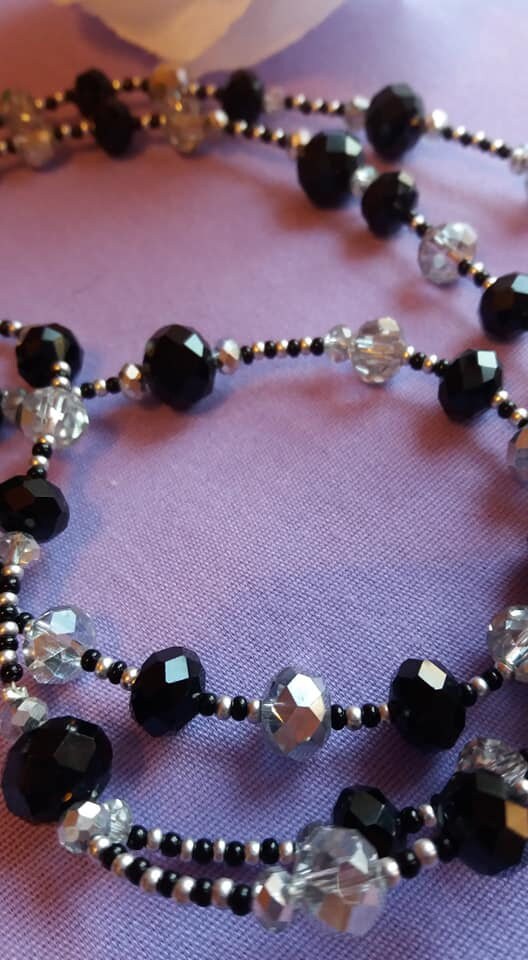 Traditional Catholic Rosary Prayer Beads With Black & White Crystal ...