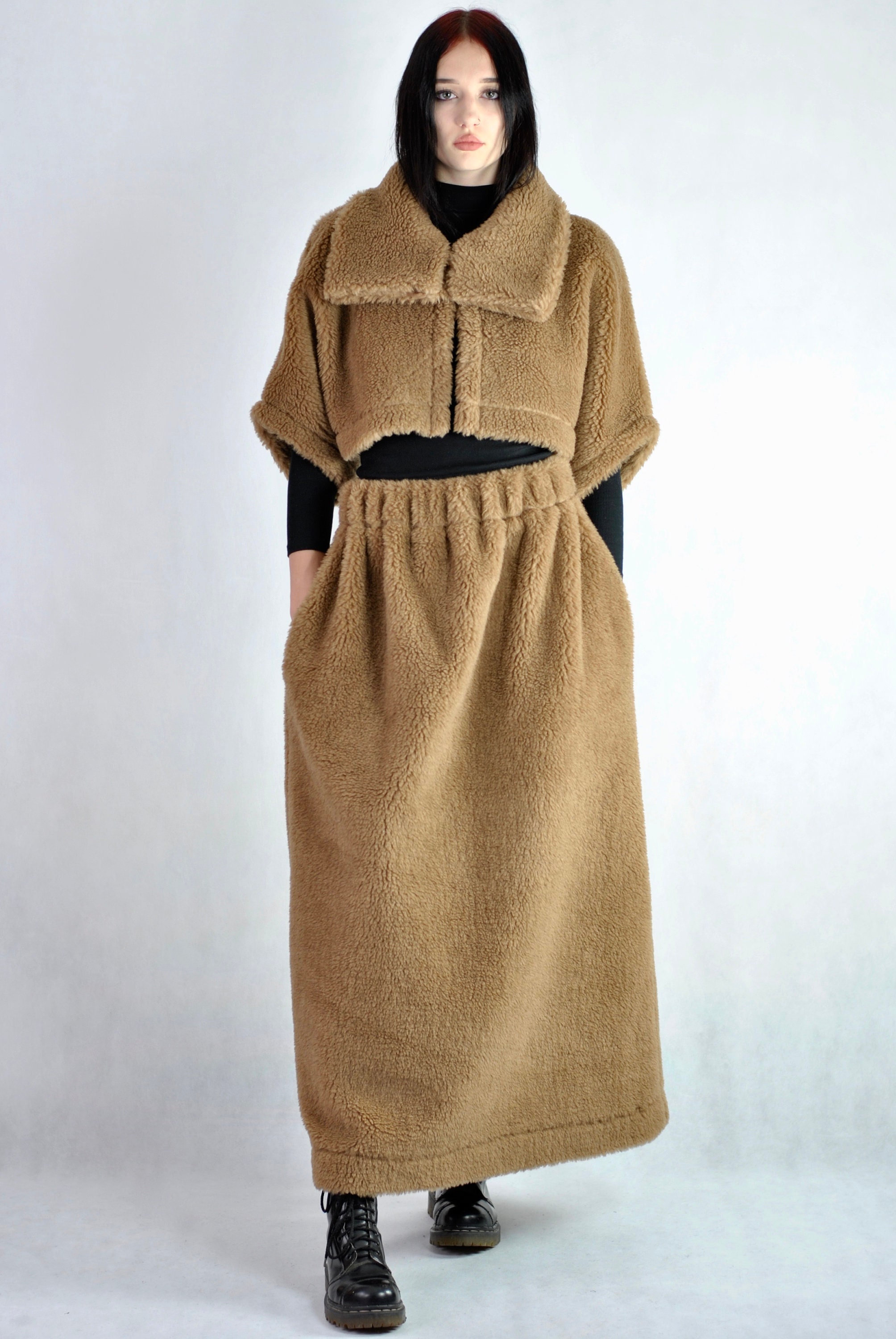 Sheep's Wool Long Skirt, Loose Fitting Elasticated Waist With Pockets ...