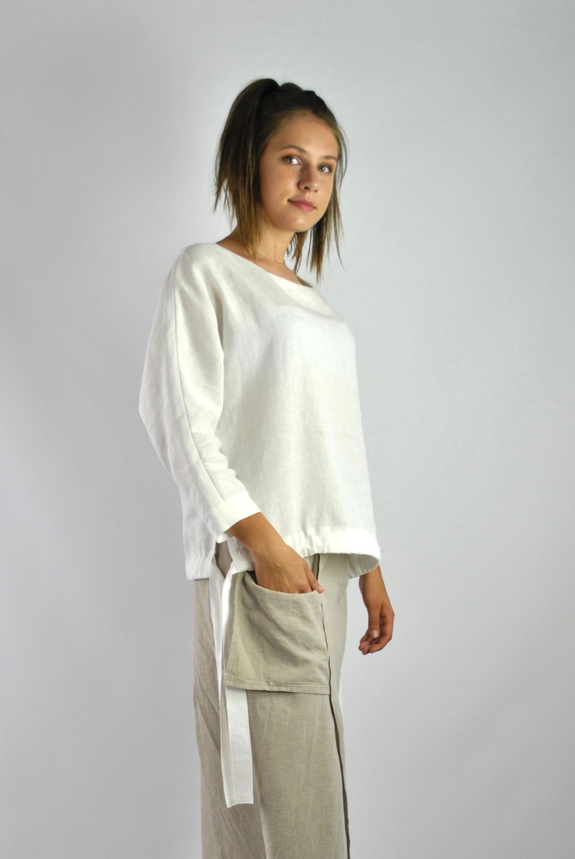 Pure Linen White Blouse White Shirt Linen Top Summer | Etsy