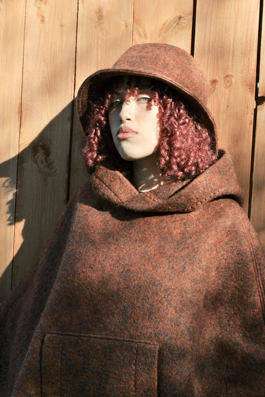 Rusty Wool Bucket Hat, Boiled Wool Winter Hat, Brown Tobacco Unisex ...