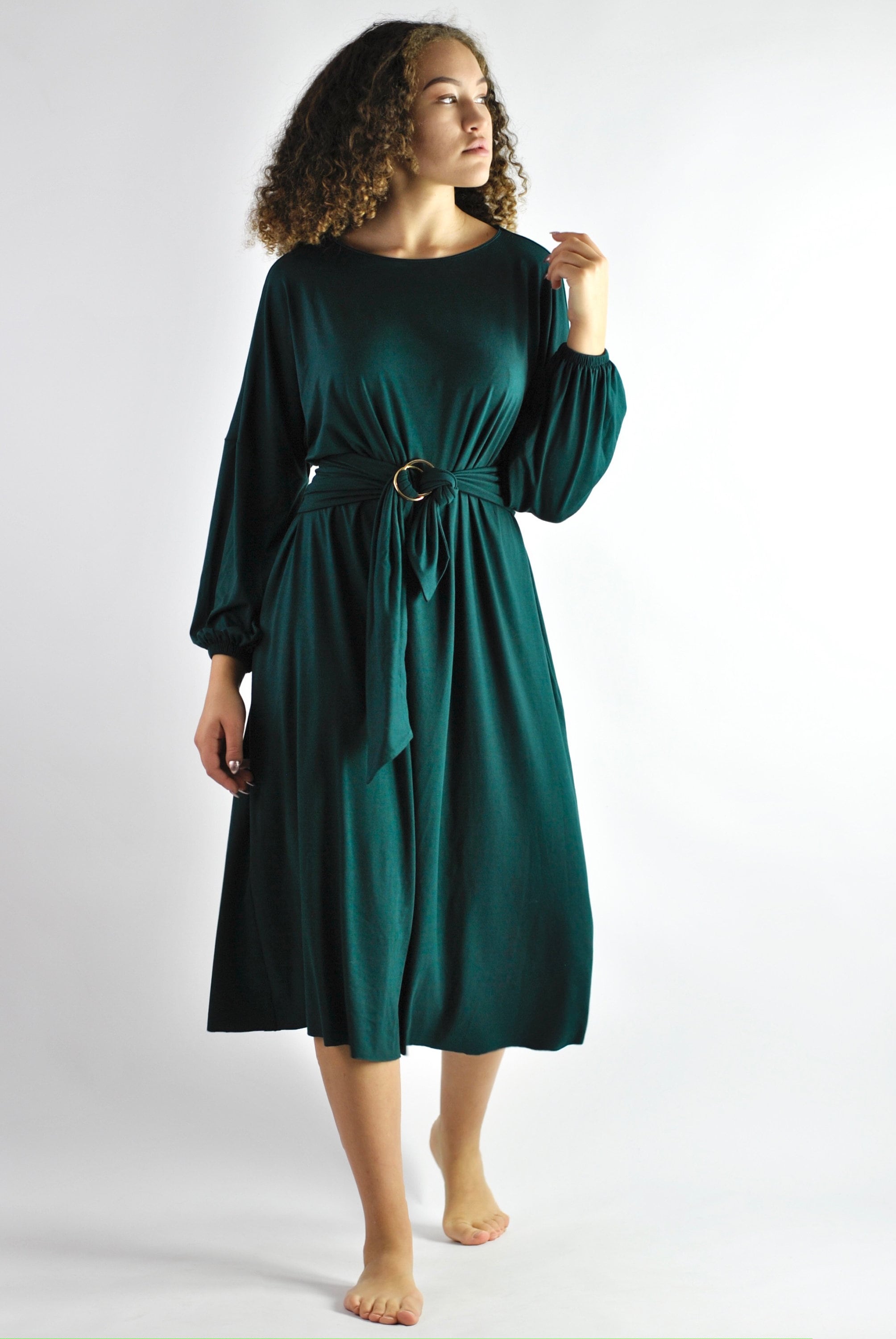 Bottle Green Dress Green Casual Dress Loose Fitting Tunic - Etsy
