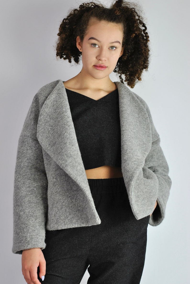 Wool Winter Jacket Boiled Wool Cardigan Warm Boiled Wool Mix - Etsy
