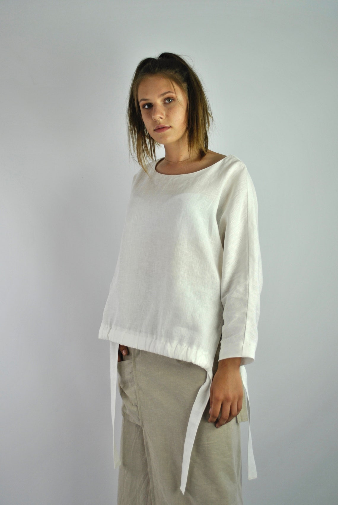 Pure Linen White Blouse White Shirt Linen Top Summer | Etsy