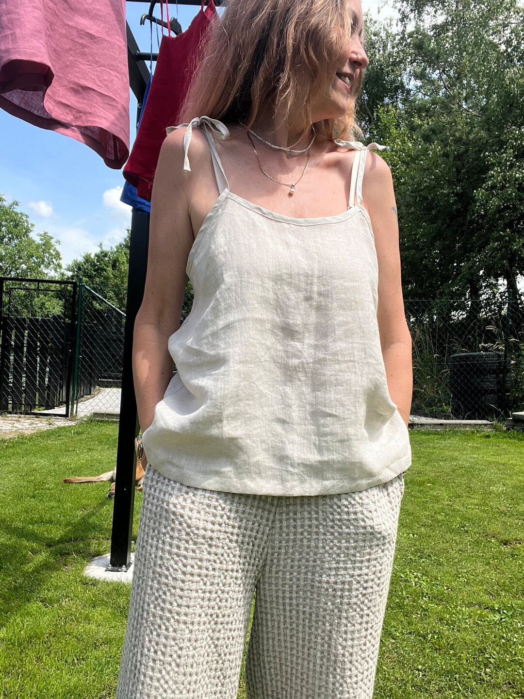Pure Linen Cami Top Natural, Linen Camisole, Linen Top, Handmade ...