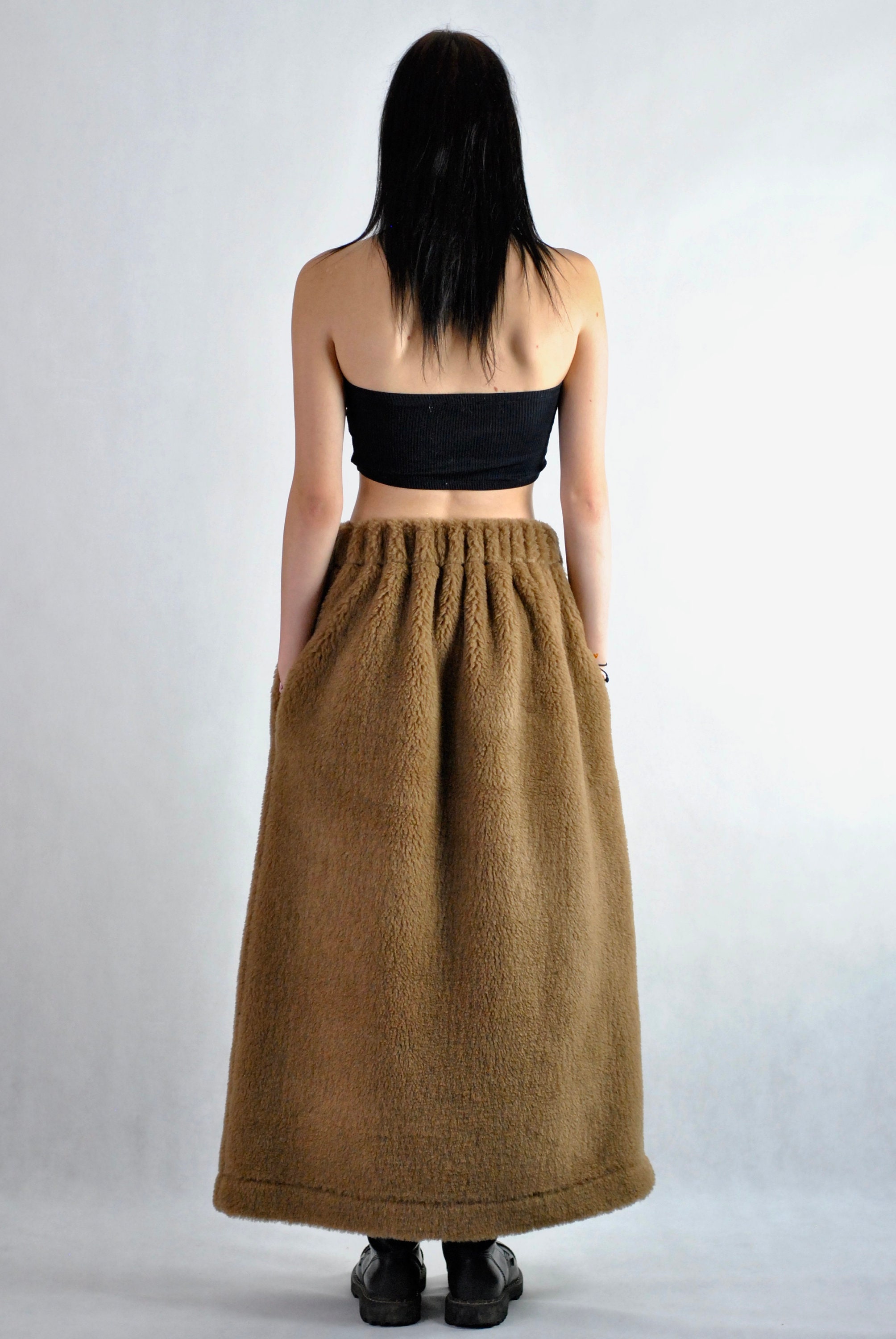 Sheep's Wool Long Skirt, Loose Fitting Elasticated Waist With Pockets ...