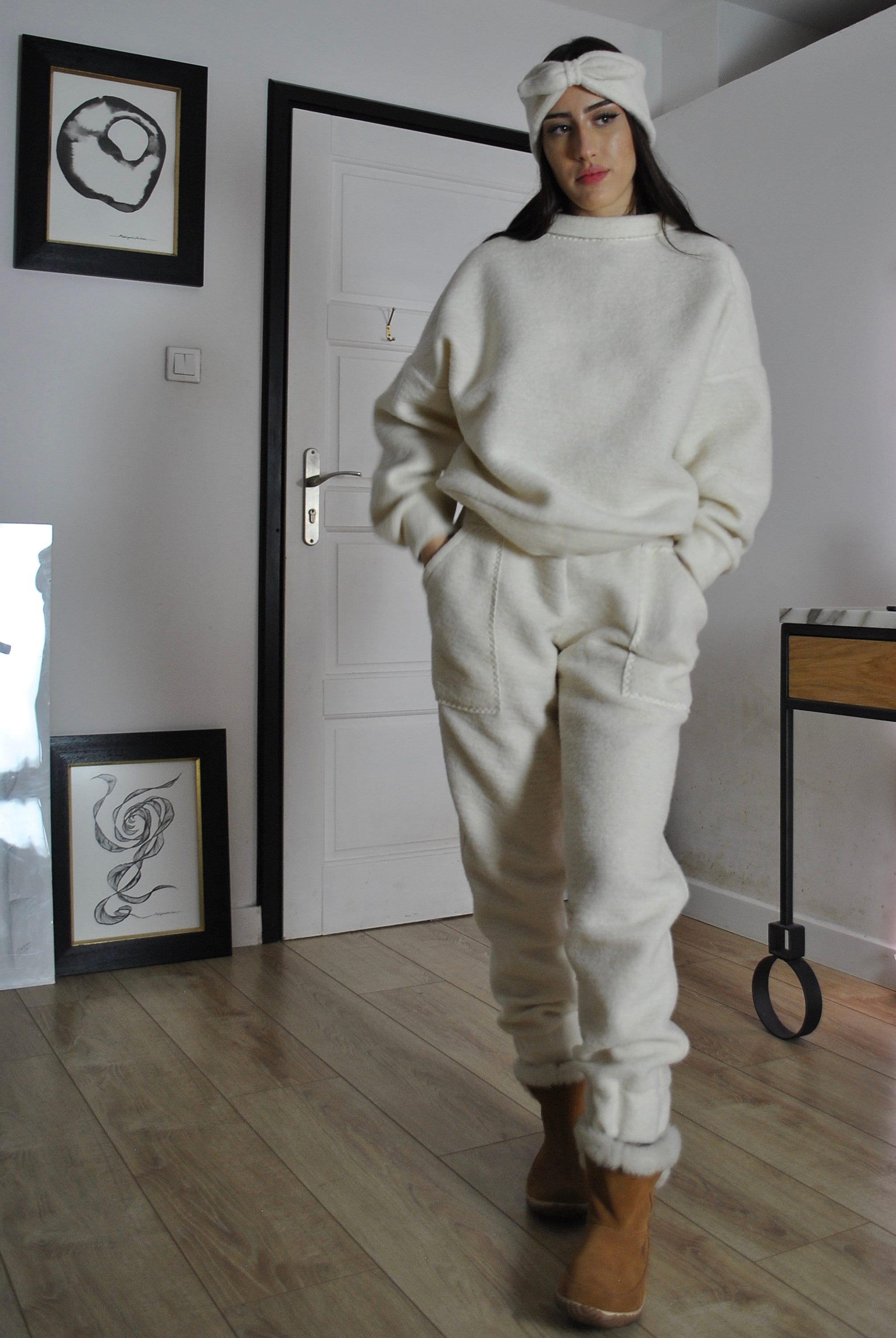Warm Winter Boiled Wool Track Suit Top, Wool Blouse, Soft Wool ...