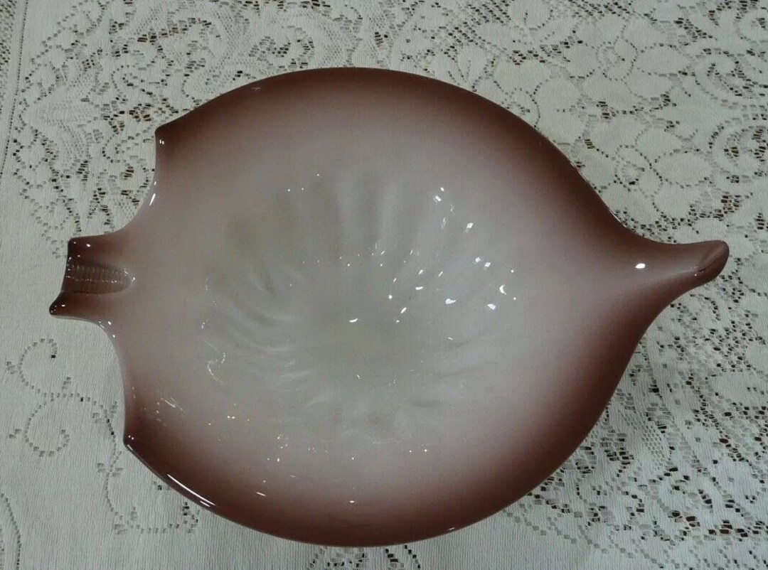 Daysun Japan Hand Blown Art Glass Amethyst Bowl Foil Sticker Sting Ray ...