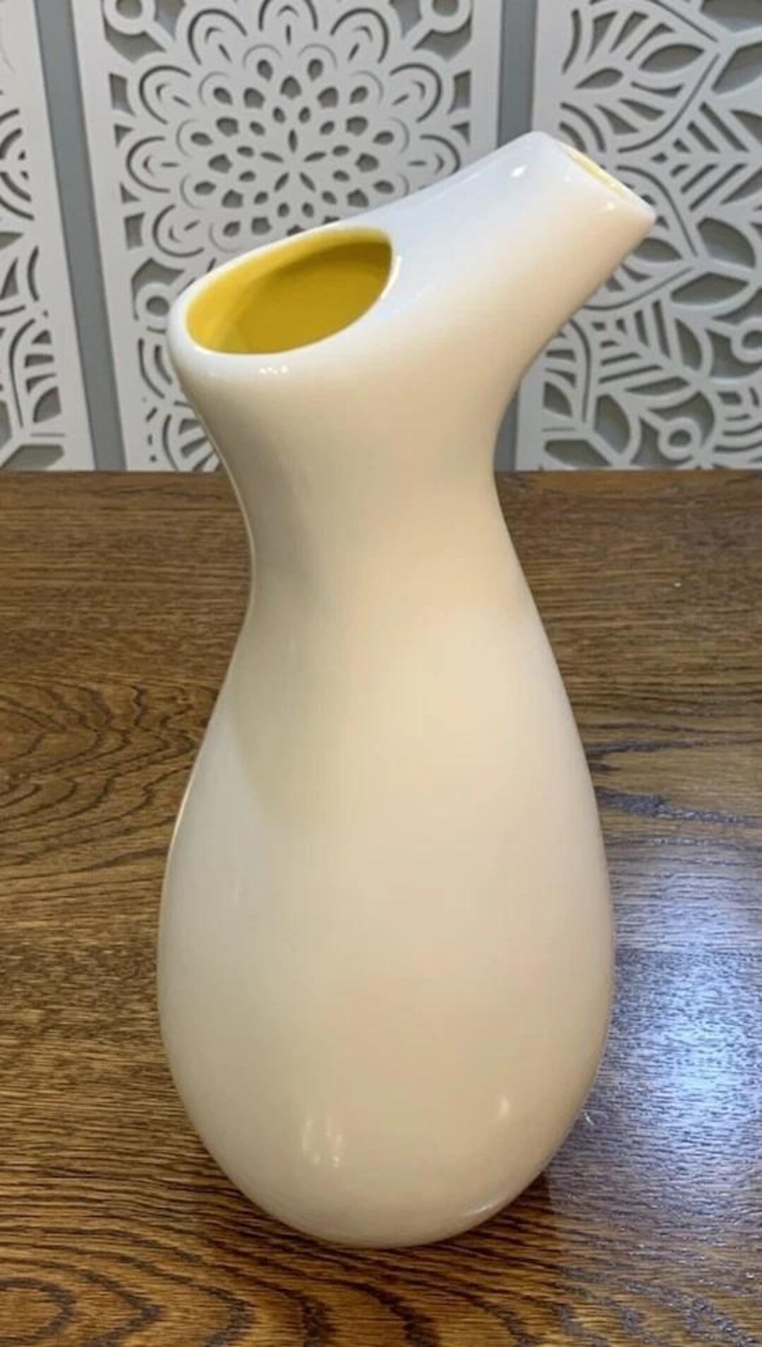 Rare MCM Cream & Lemon Yellow Carafe 10” Tall - Etsy