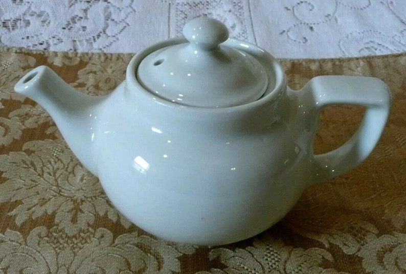 Vintage Hall Pottery White Teapot - Etsy