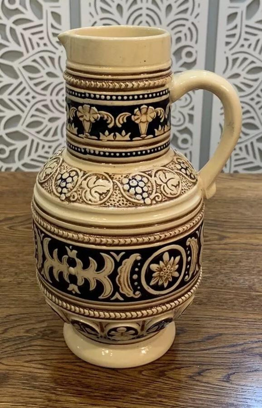 Vintage Germany Stoneware Set Beer Stein Mugs and Pitcher- Beautiful ...