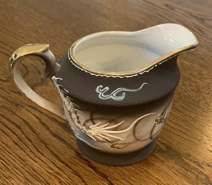 Betson Hand Painted Blue Eyed White Dragon Moriage Relief Tea Set ...