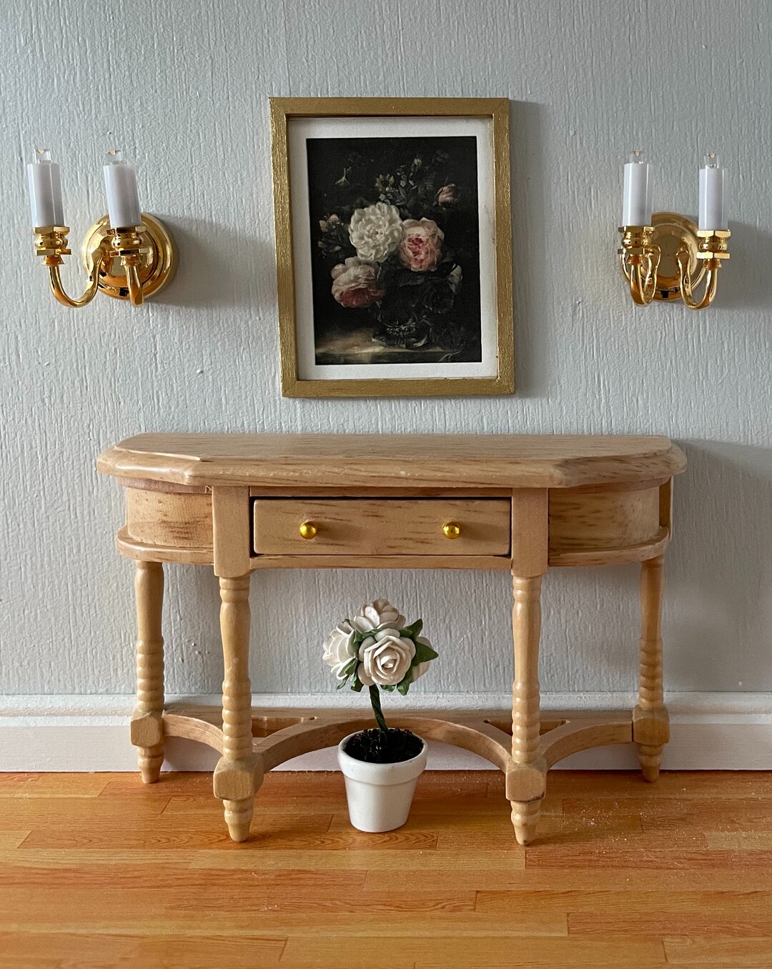 Dollhouse Miniature Console, Foyer or Hall Table With Drawer 1:12 Scale ...